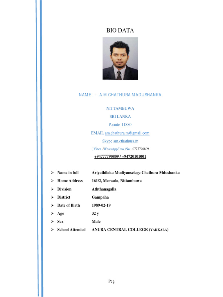 BIO DATA - NEW Copy 111111 | PDF | Educational Stages | Schools