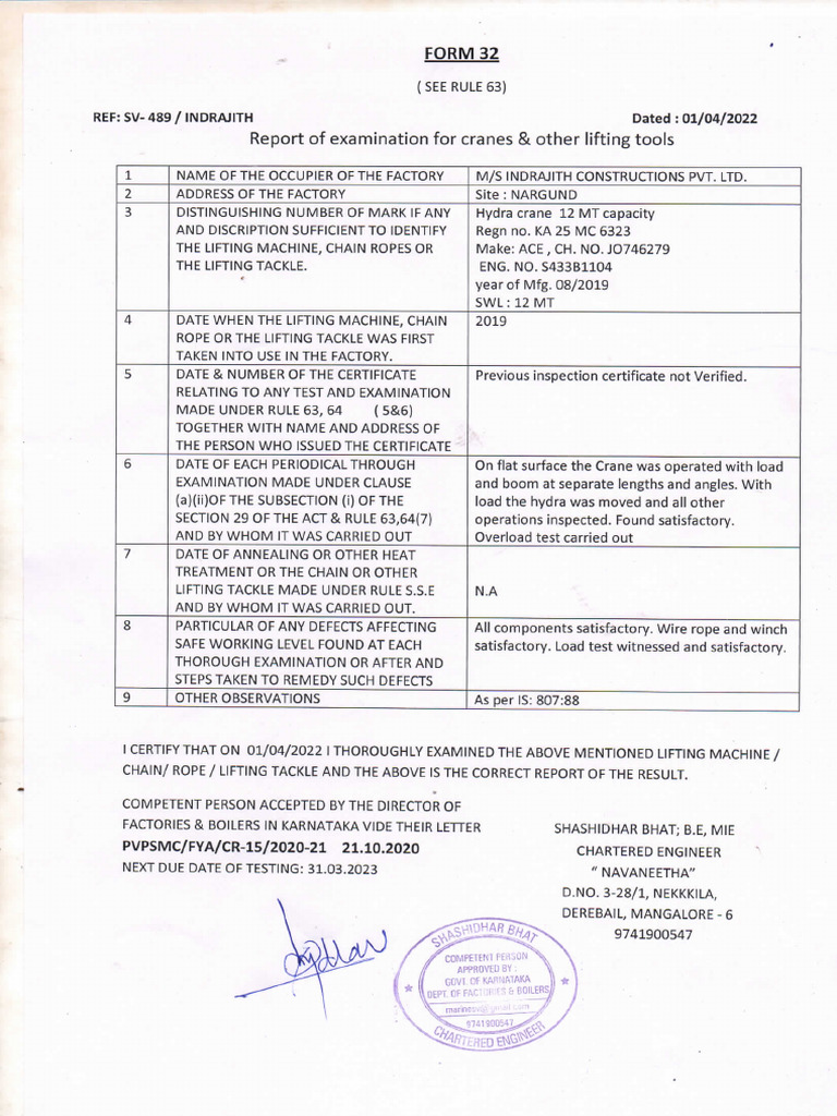 Equipment TPI Certificates | PDF