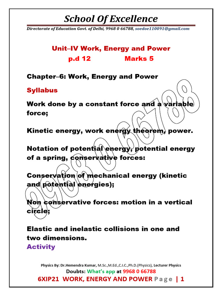 Physics: Work, Energy & Power Guide | PDF | Collision | Mechanical ...