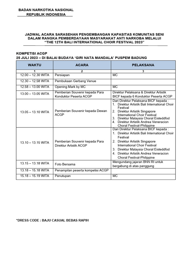 Rundown Bicf 25 & 29 Juli 2023 | PDF