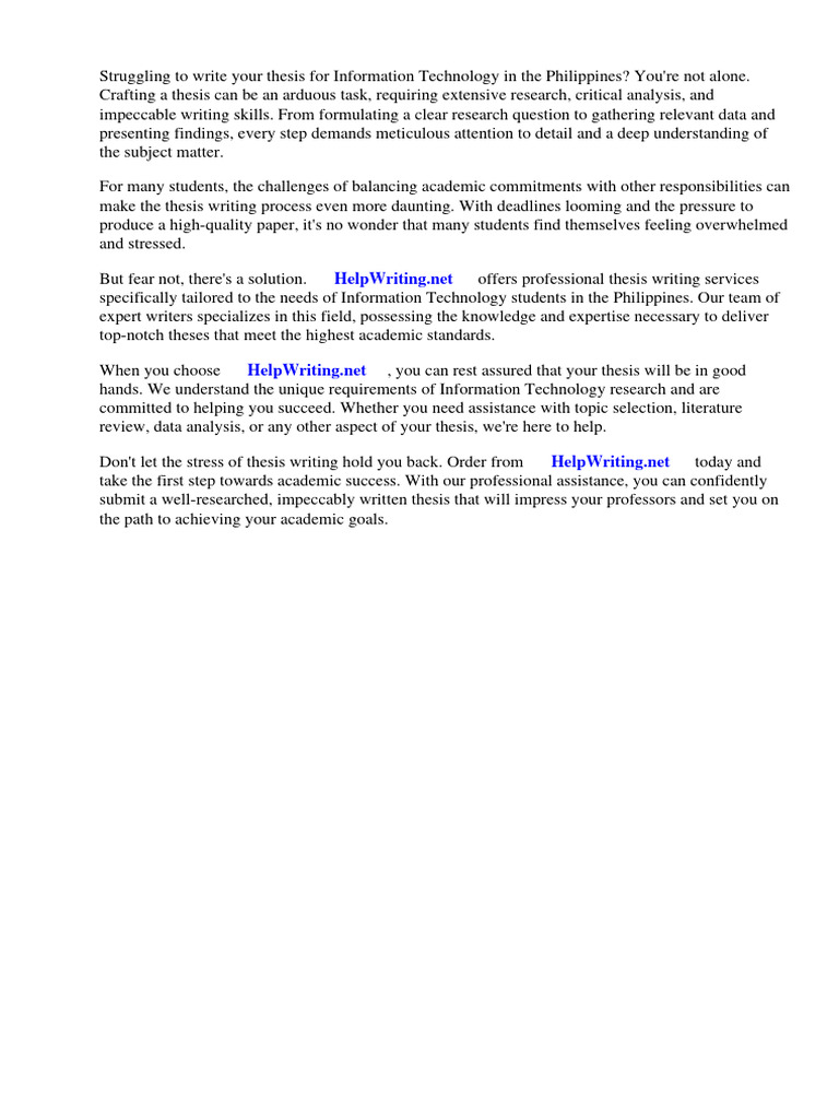Thesis Sample For Information Technology Philippines | PDF