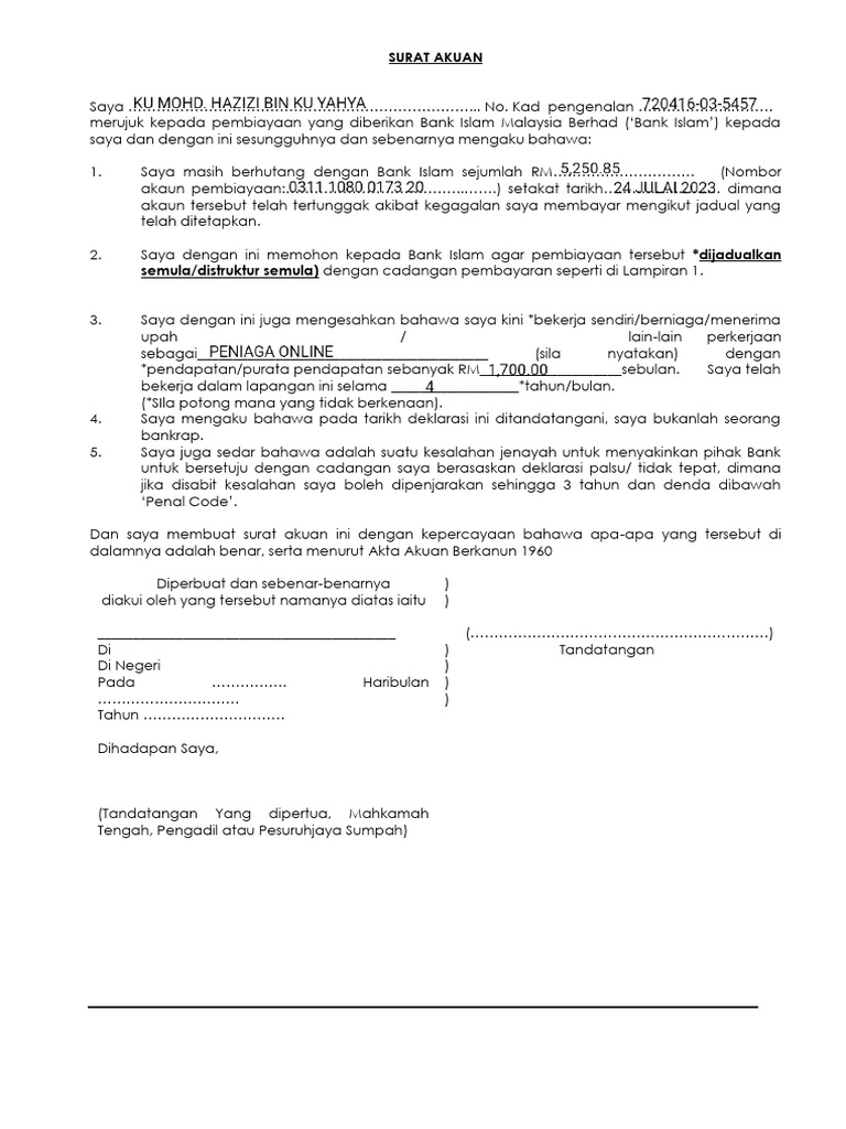 Surat akuan bersumpah | PDF