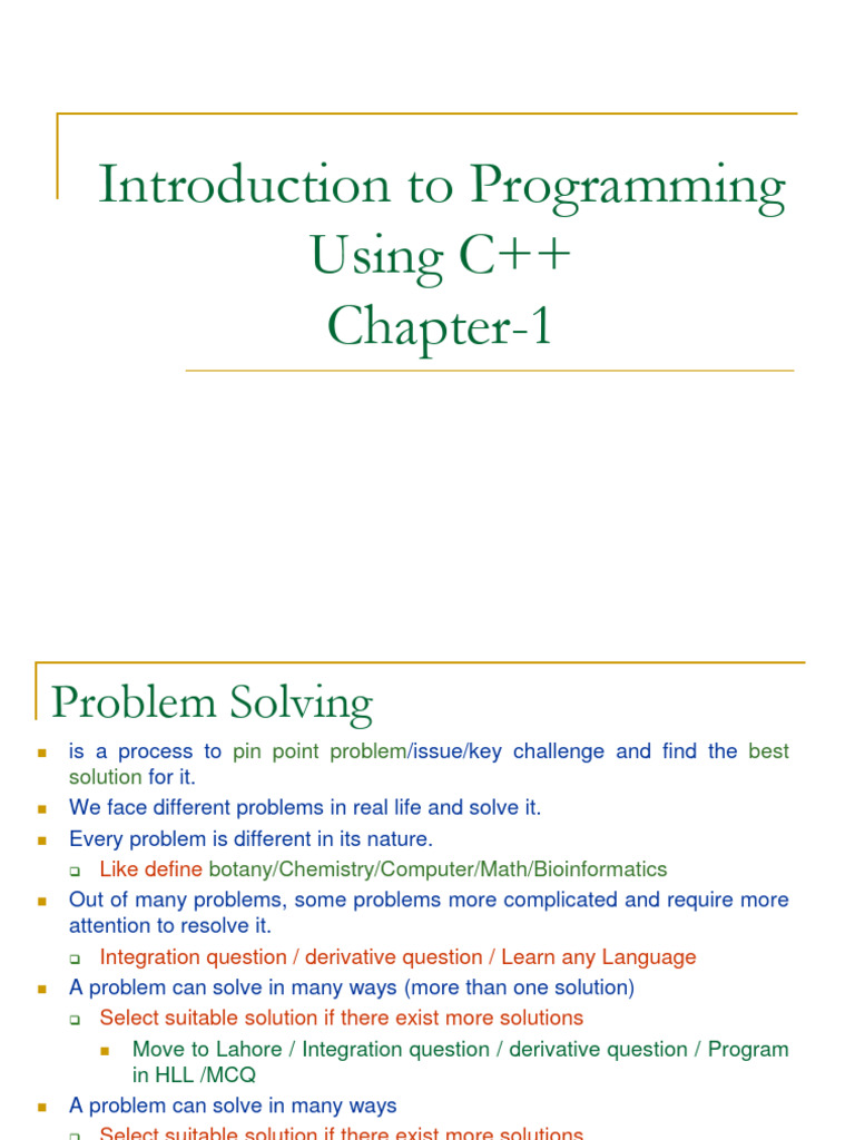 Introduction To Programming Using C++ Chapter-1 | PDF | Algorithms ...