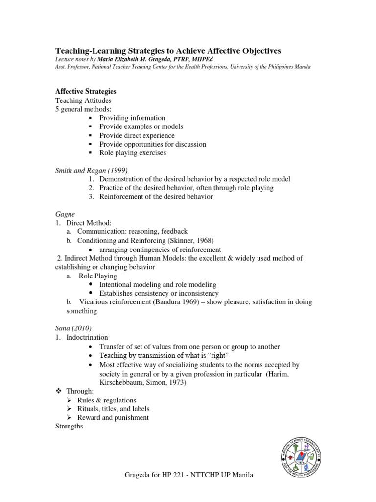 Handouts - Affective Strategies-1 | Download Free PDF | Reinforcement ...
