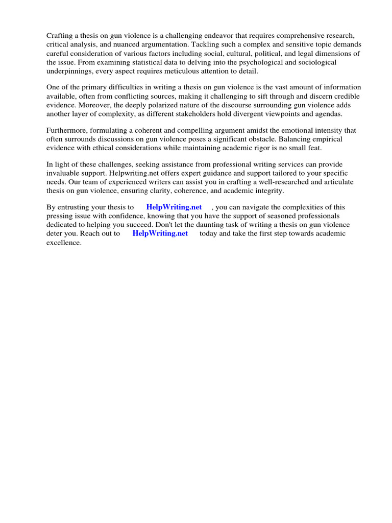 Gun Violence Essay Thesis | PDF