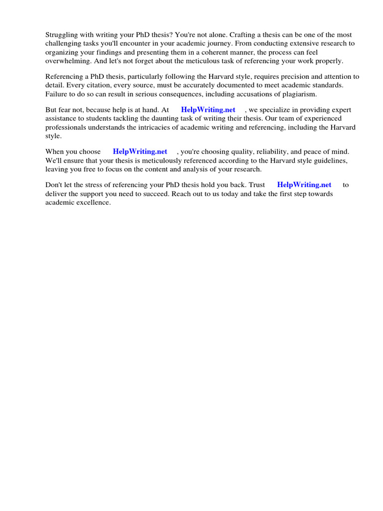 How To Reference A PHD Thesis Harvard | PDF | Thesis | Citation