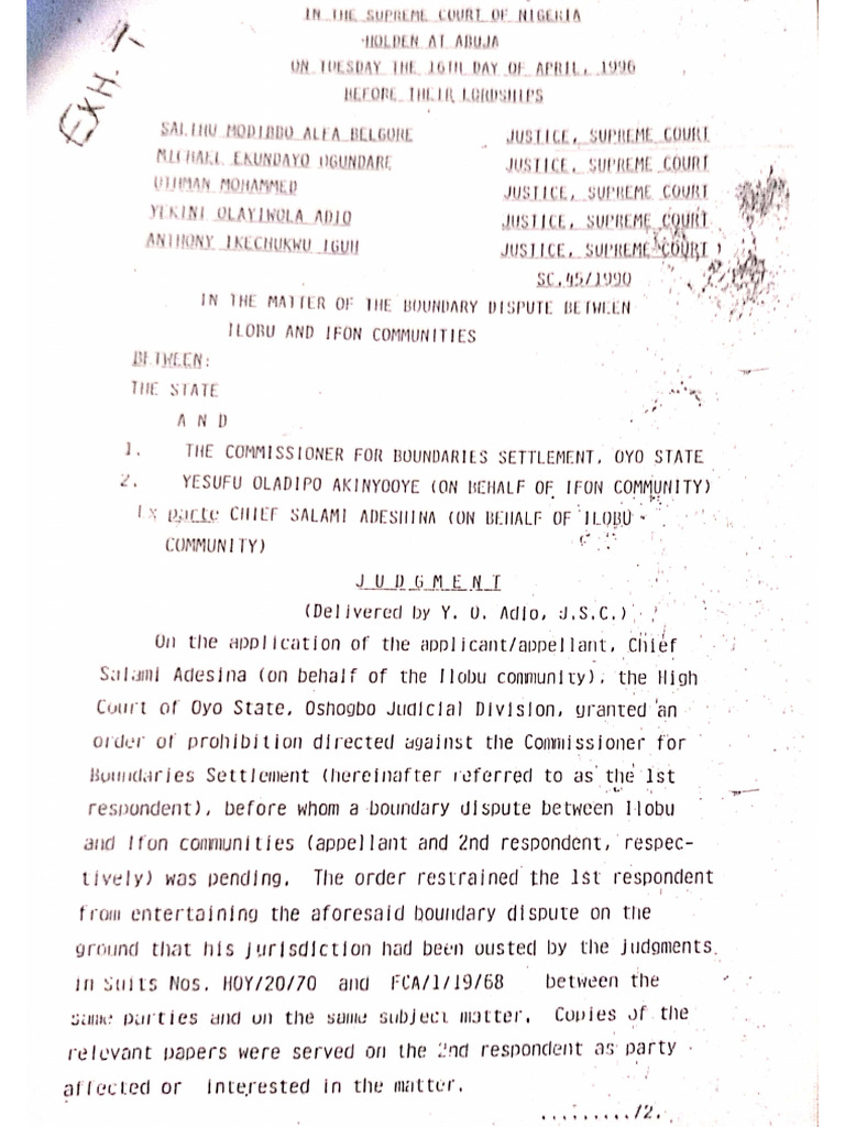 Major Parts of Supreme Court Judgement of 1996 That Favoured Olufon | PDF