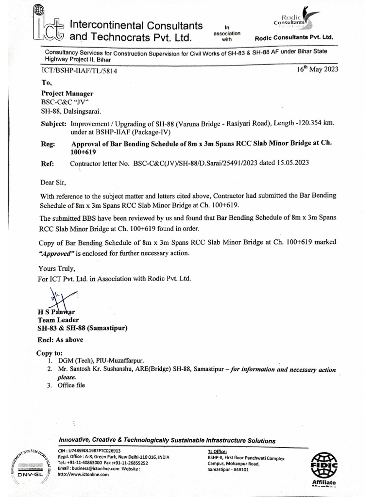 ICT-5814 Dated 16.05.2023 Minor Bridge 100+619 | PDF