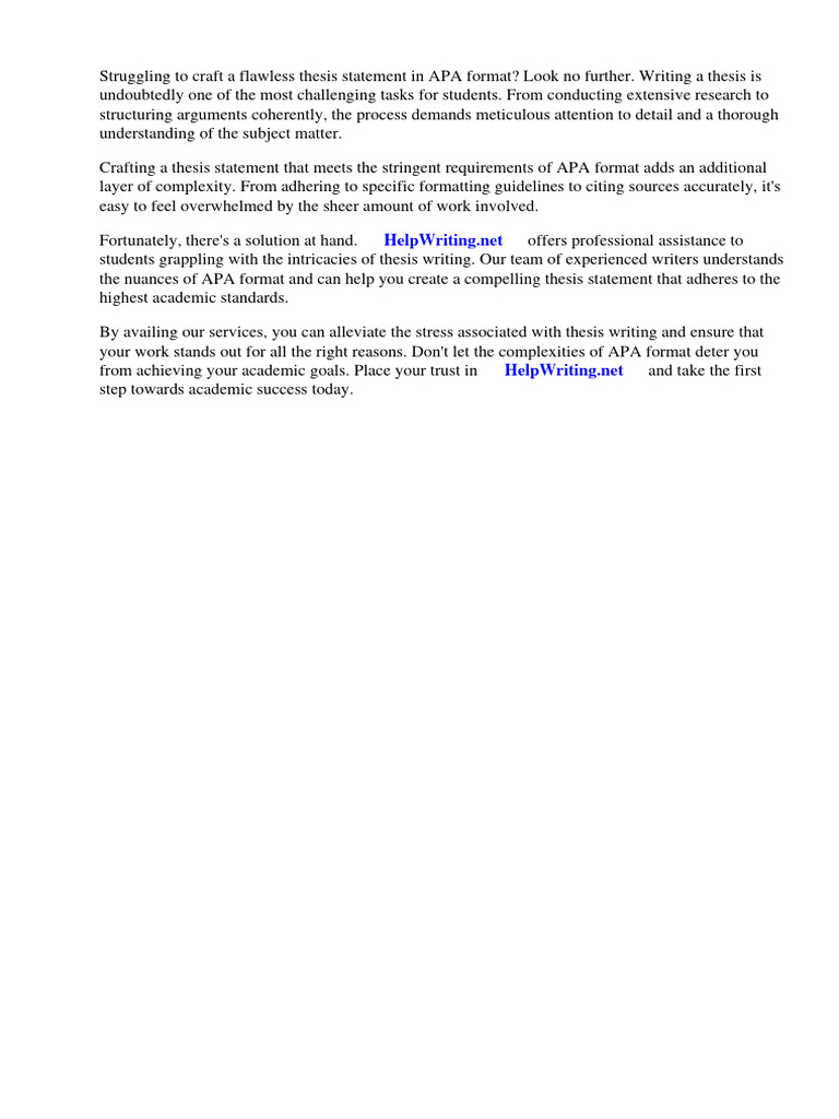 Apa Format Thesis Statement Example | PDF | Apa Style | Thesis
