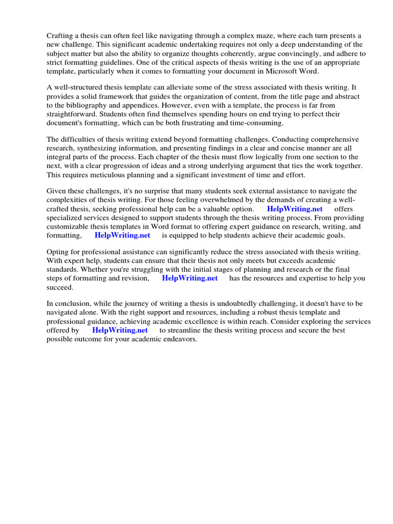 Thesis Template Word Pdf Thesis Abstract Summary