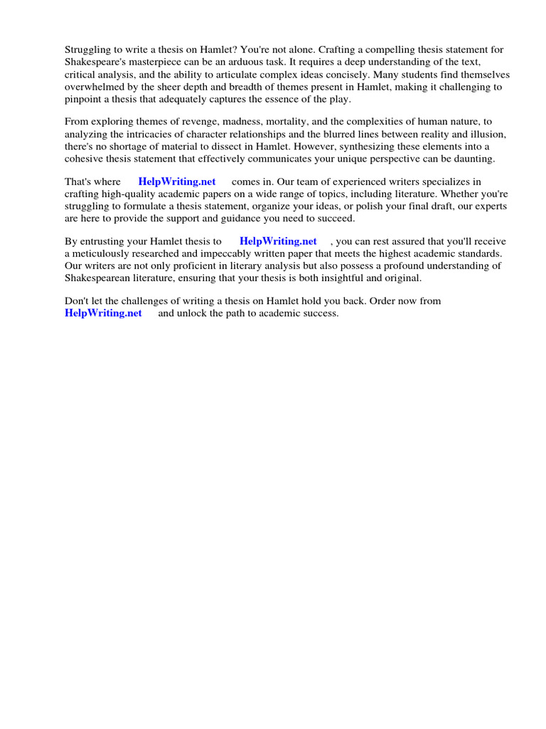 Hamlet Thesis Statements | PDF | Hamlet | Thesis