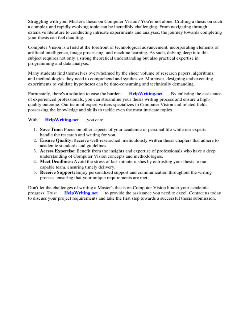 Master Thesis Computer Vision | PDF | Computer Vision | Thesis