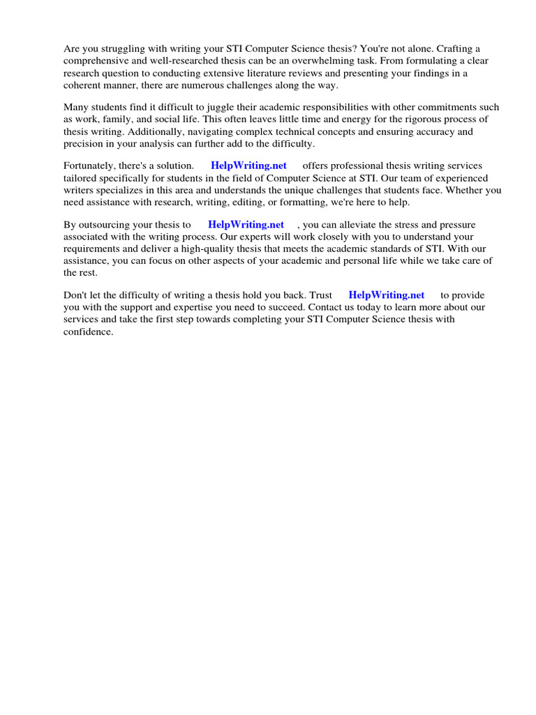 Sti Computer Science Thesis | PDF Sti Computer Science Thesis | PDF