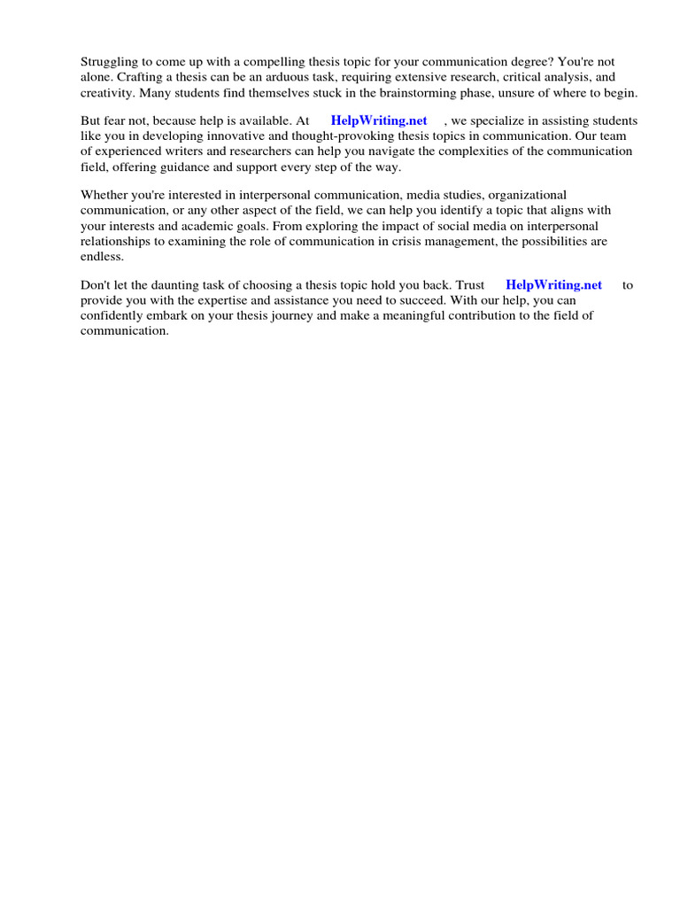 Thesis Topic Ideas For Communication | PDF | Communication | Thesis