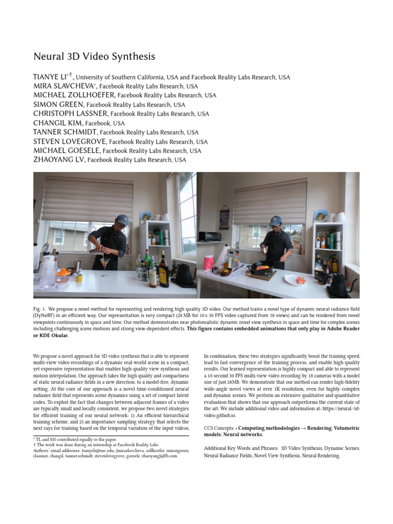 Li Et Al 2021 Neural 3d Video Synthesis Pdf Rendering Computer Graphics 3 D Computer
