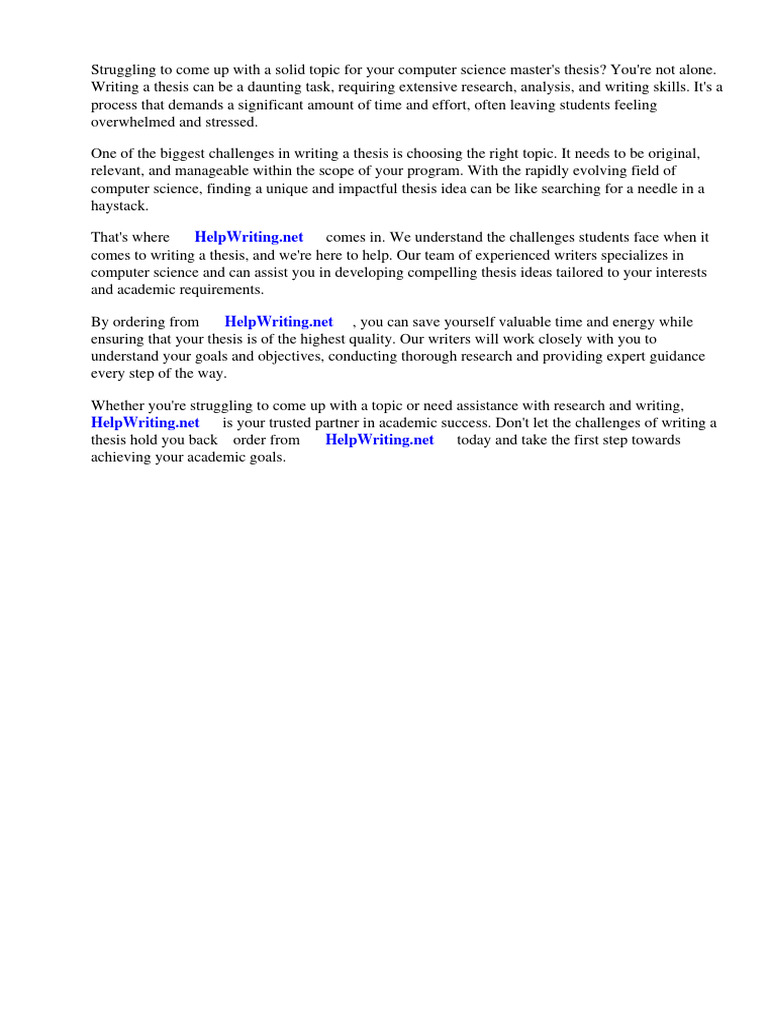 Computer Science Masters Thesis Ideas | PDF | Thesis | Computer Science