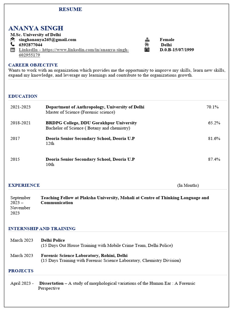 Ananya Resume-1 | PDF