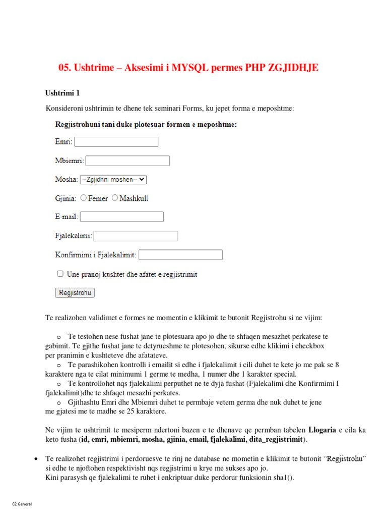 MYSQL Dhe FORMS ZGJIDHJE | PDF