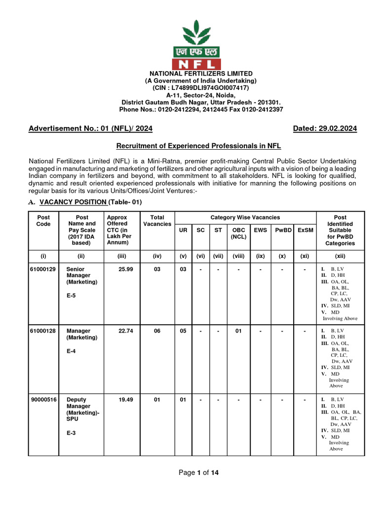 NFL Recruitment 2024: Experienced Professionals | PDF