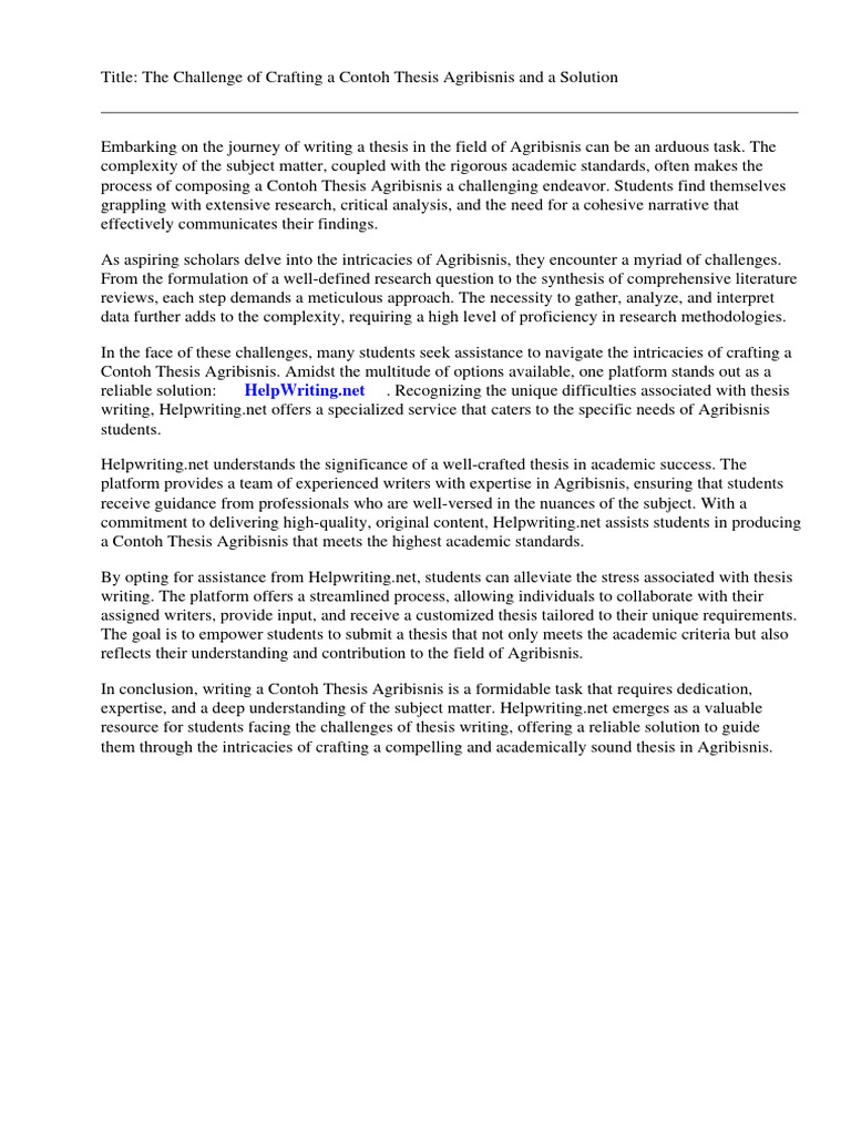 Contoh Thesis Agribisnis | PDF | Science