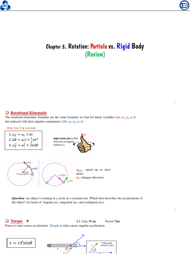 Ch.3 - RotationRigidBody | PDF | Rotation Around A Fixed Axis | Angular Momentum