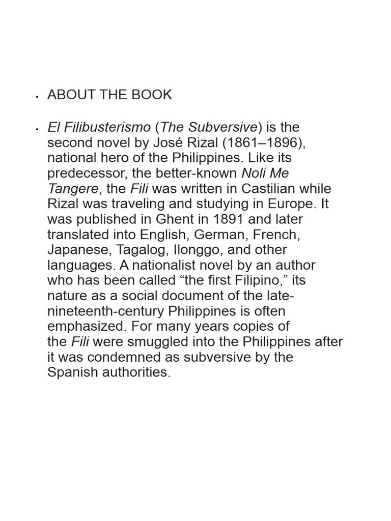 Summary of El Fili | PDF | Philippines