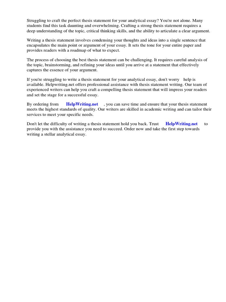 Choose The Best Thesis Statement For An Analytical Essay | PDF ...