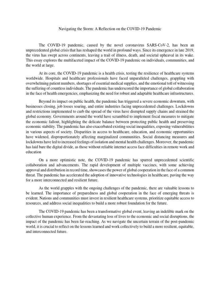 Essay Covid 19 | PDF | Pandemic | Health Care