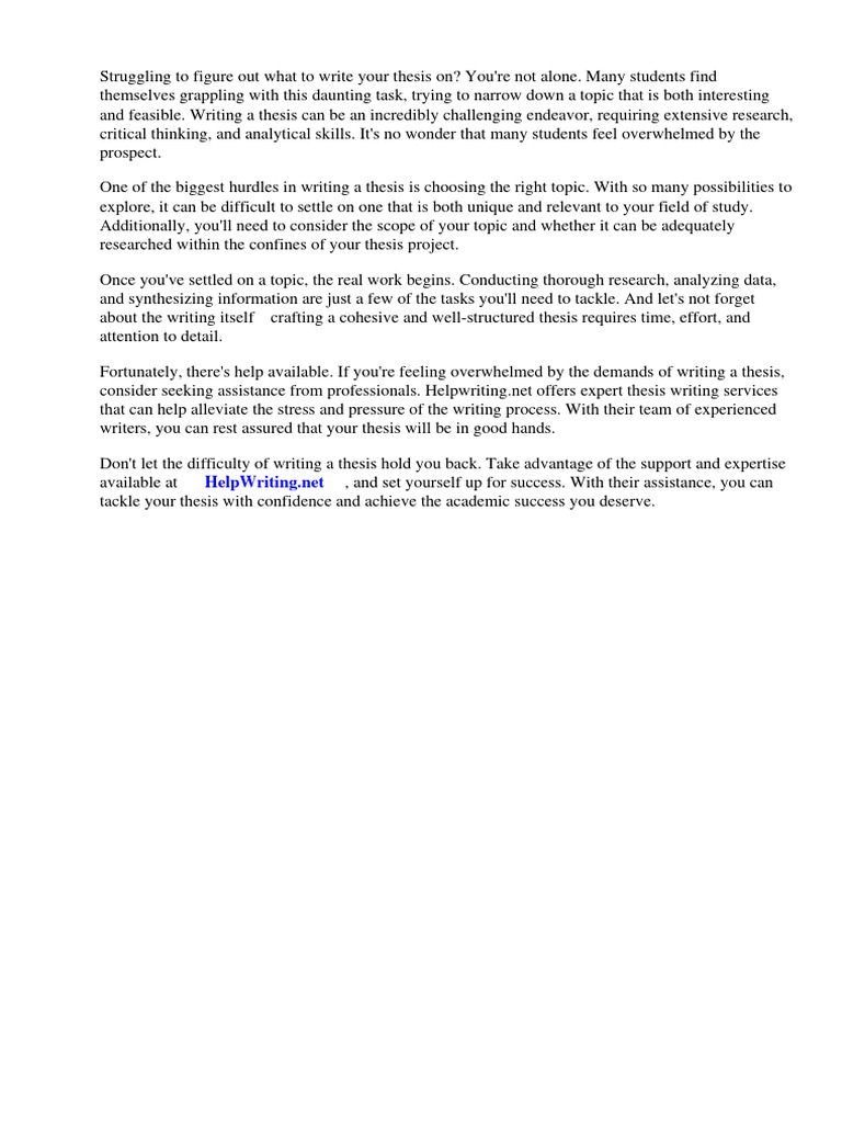 What Should I Write My Thesis On | PDF