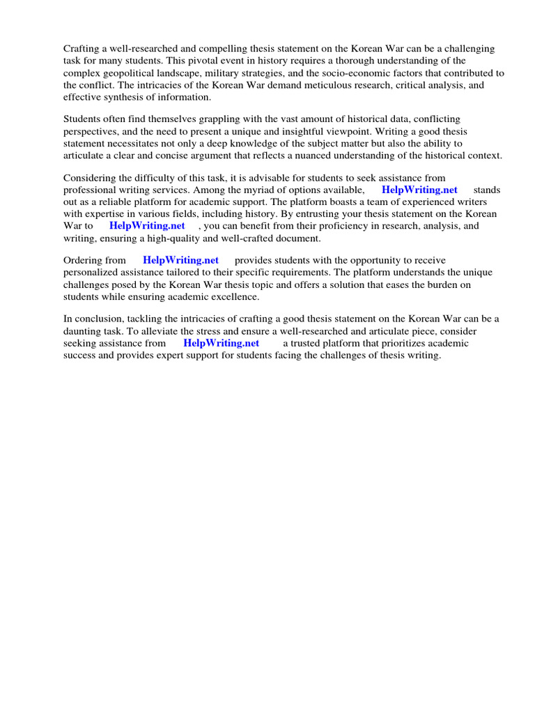 Good Thesis Statement Korean War | PDF | Korean War | Essays