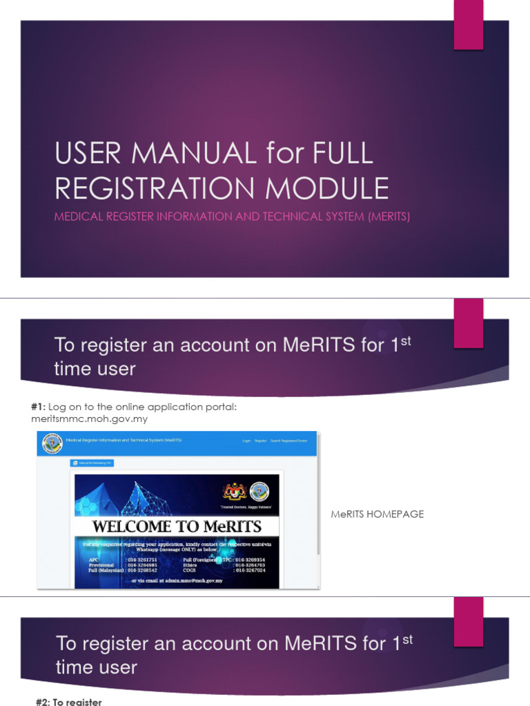 MeRITS Full Registration User Manual | PDF | User (Computing) | Computing