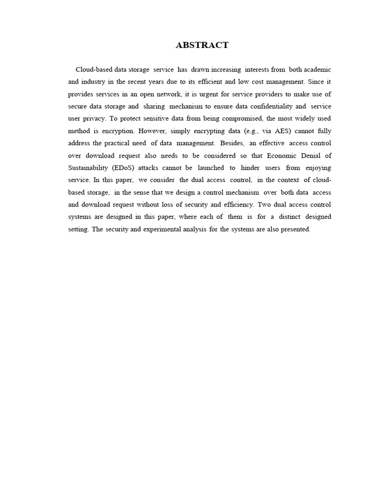 Dual Access Control For Cloud Based Data Storage and Sharing | PDF ...