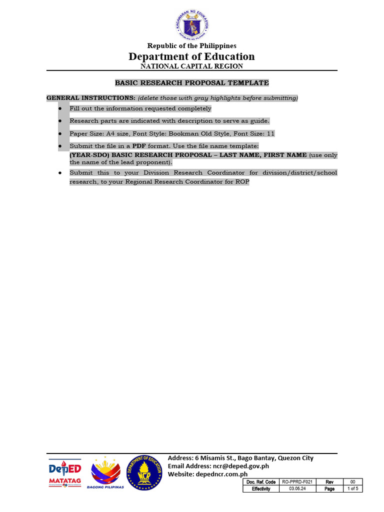1.3 - F-021 Basic Research Proposal Application Template | PDF ...