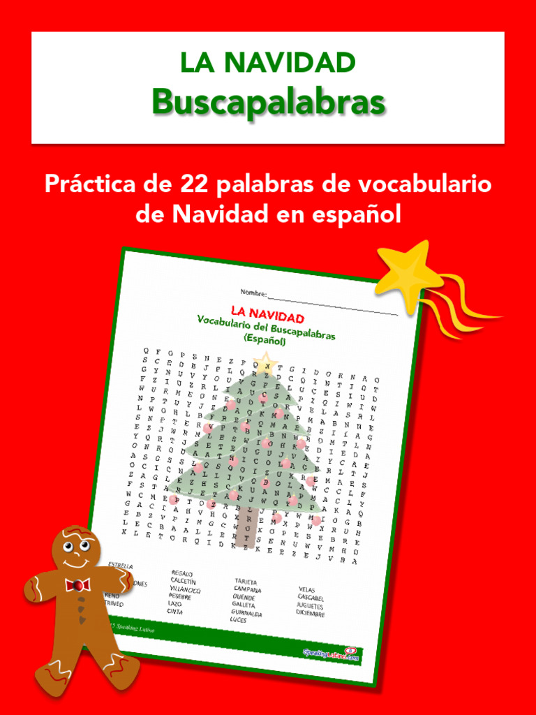 Christmas Vocabulary Word Search (Navidad) v1 | PDF