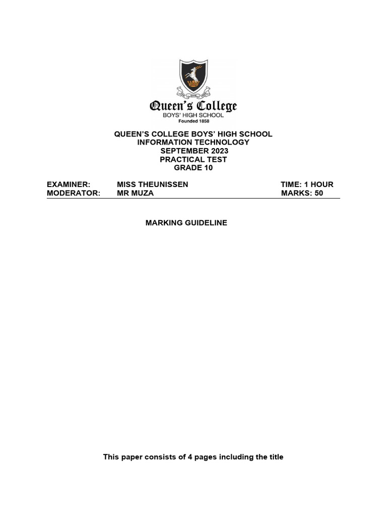 Grade 10 Practical Term 3 Memo | PDF | Teaching Methods & Materials