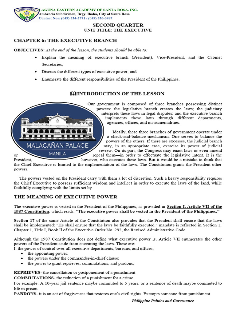 Module 6 The Executive Branch | PDF | Presidents Of The United States ...