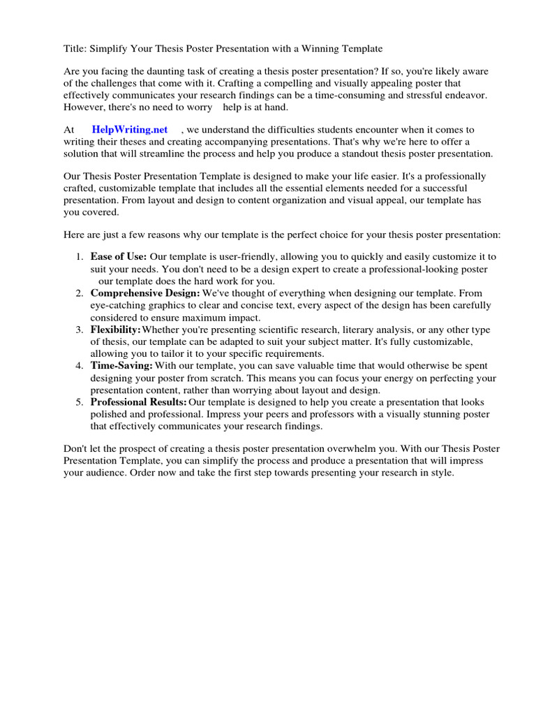 Thesis Poster Presentation Template | PDF | Page Layout | Thesis