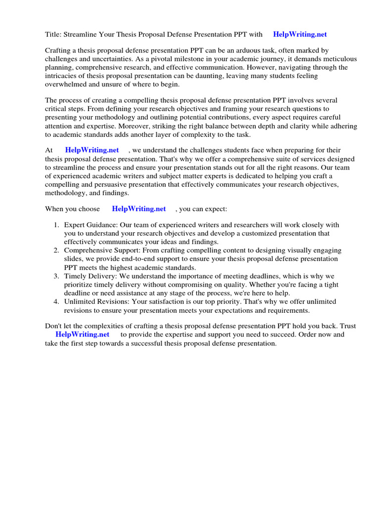 Thesis Proposal Defense Presentation | PDF | Career & Growth | Business