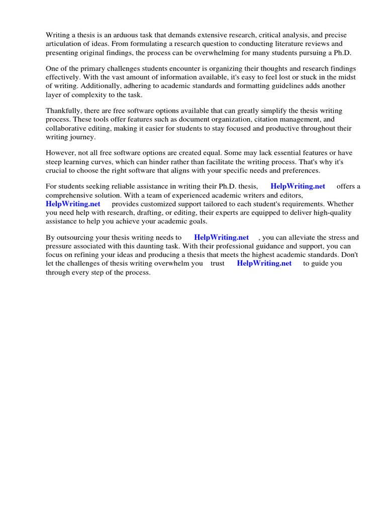Free Software For Writing PHD Thesis | Download Free PDF | Thesis | Editing