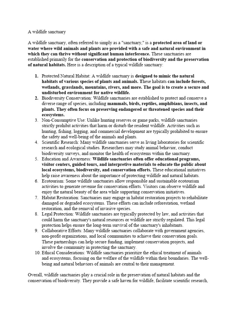 A Wildlife Sanctuary. Handout | PDF