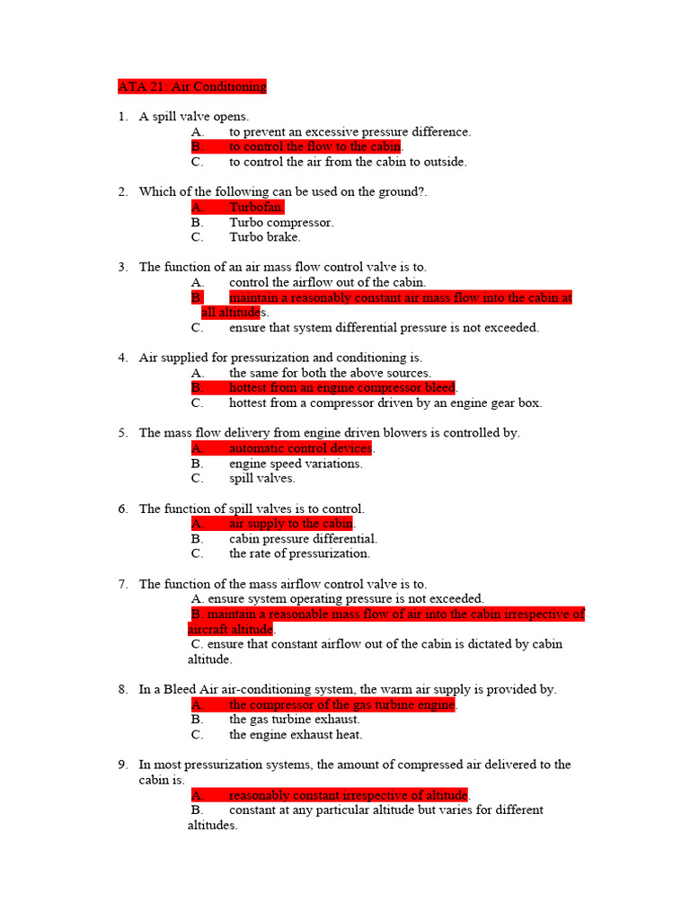 Examination (ATA 21, ATA 30, ATA36) | PDF | Pump | Valve