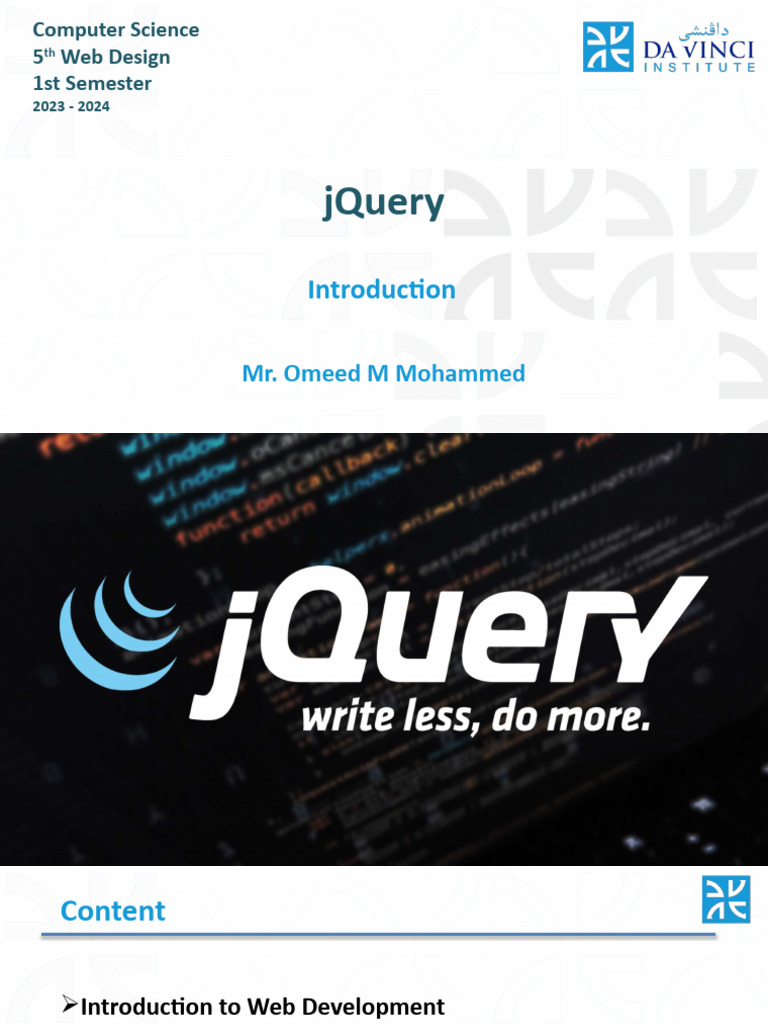 jQuery Basics for Web Development | PDF