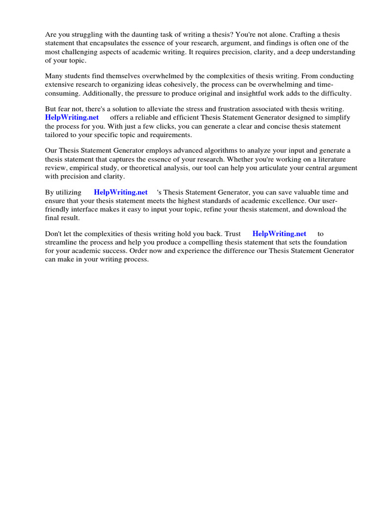 Writing Thesis Statement Generator | PDF | Thesis | Essays