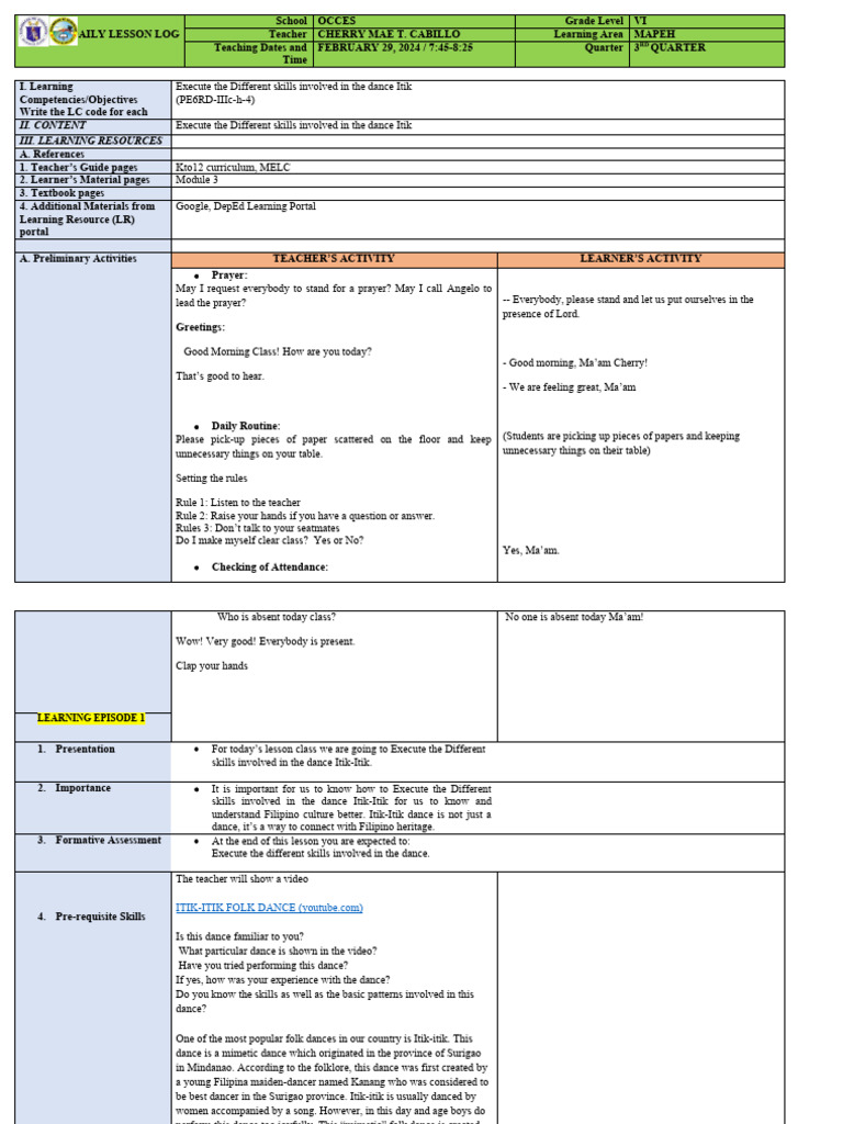 LP Mapeh | PDF | Anatomical Terms Of Motion | Dances