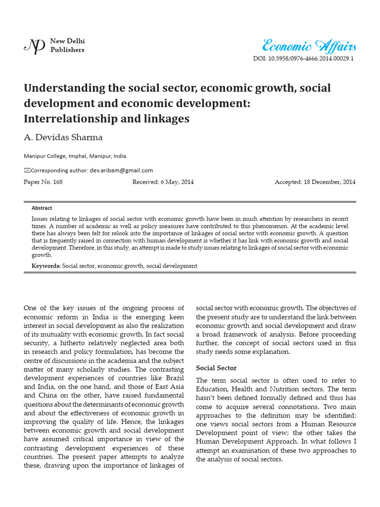 Understanding The Social Sector, Economic Growth, Social Development ...