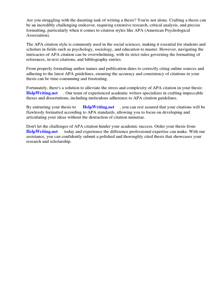 Thesis Citation Apa | Download Free PDF | Apa Style | Citation
