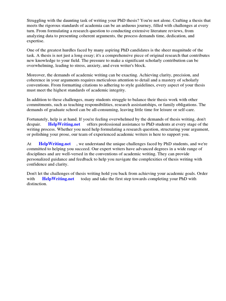 PHD Thesis Writing Time | PDF | Thesis | Doctor Of Philosophy