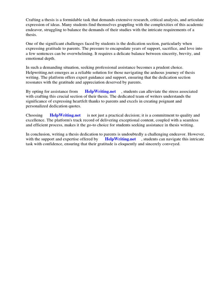Thesis Dedication Quotes To Parents | PDF