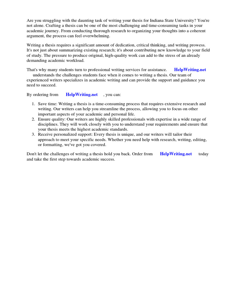 Indiana State University Thesis | PDF | Thesis | Essays
