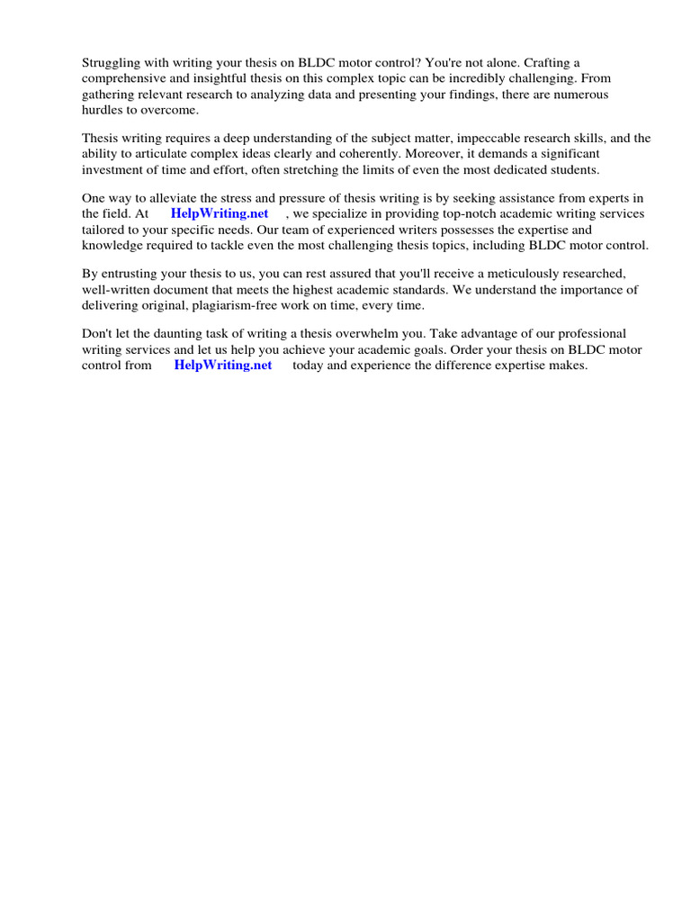 Thesis On BLDC Motor Control | PDF | Electric Motor | Capacitor